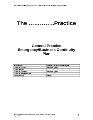 Emergency/Business Continuity Plan Doc Template | pdfFiller
