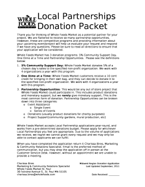 Donation Requests - Whole Foods Market Doc Template | pdfFiller
