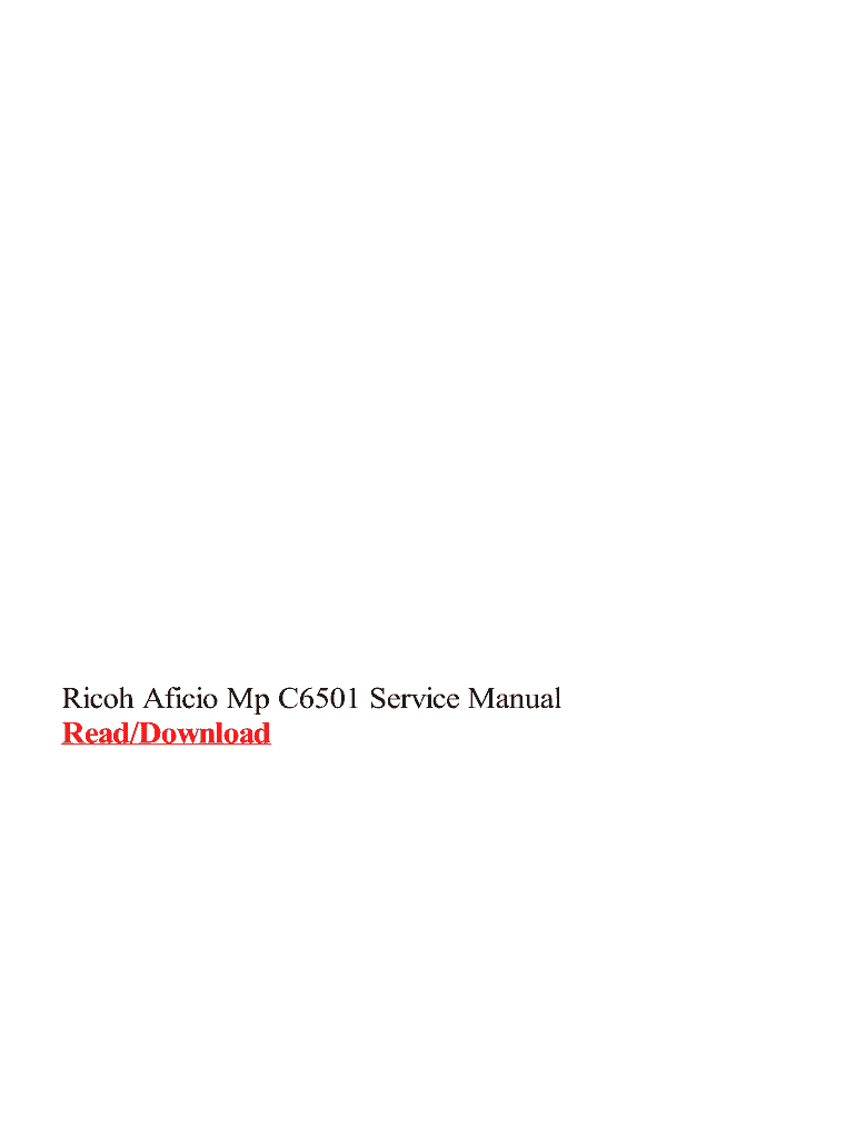 Fillable Online Ricoh Aficio Mp C6501 Service Manual Fax Email Print - pdfFiller