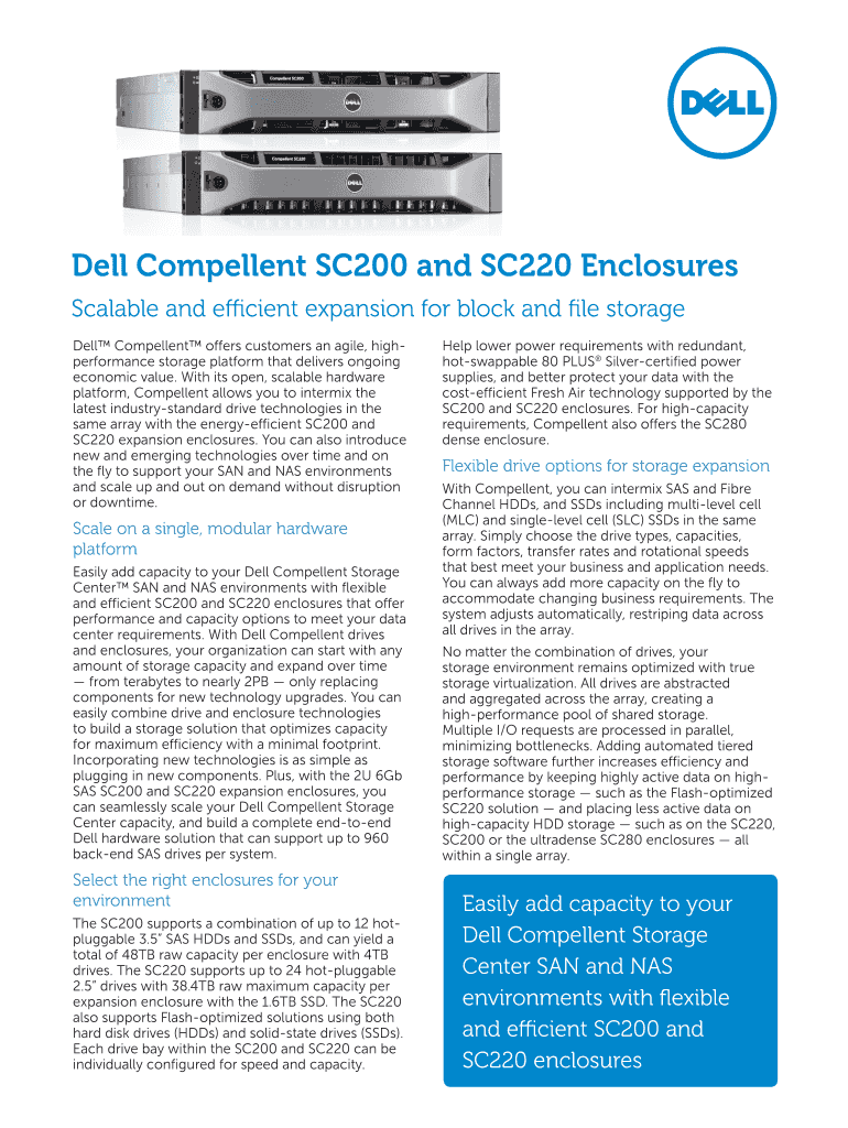 Fillable Online Dell Compellent SC200 and SC220 Enclosures Fax Email ...