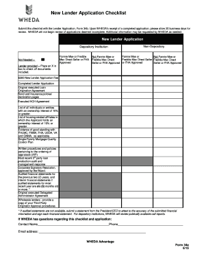 Fillable Online Submit this checklist with the Lender Application, Form ...
