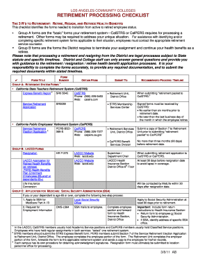 Fillable Online RETIREMENT PROCESSING CHECKLIST Fax Email Print - pdfFiller