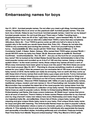 Fillable Online Embarrassing names for boys Fax Email Print - pdfFiller