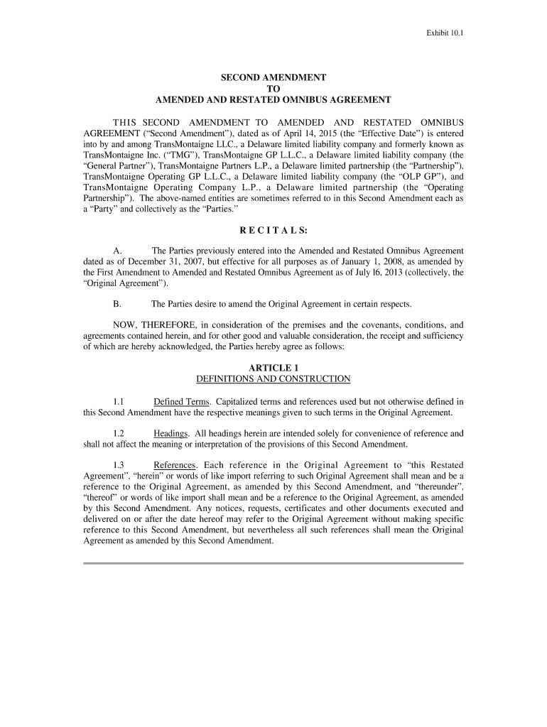 Fillable Online AMENDED AND RESTATED OMNIBUS AGREEMENT Fax Email Print ...