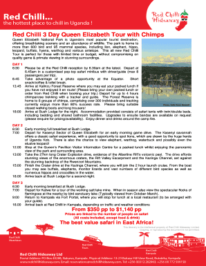 Fillable Online Red Chilli 3 Day Queen Elizabeth Tour with Chimps Fax ...
