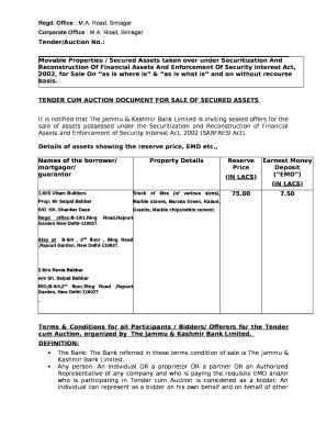 Movable Properties / Secured Assets taken over under Securitization And ...