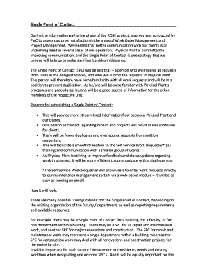 Fillable Online Single Point of Contact Fax Email Print - pdfFiller
