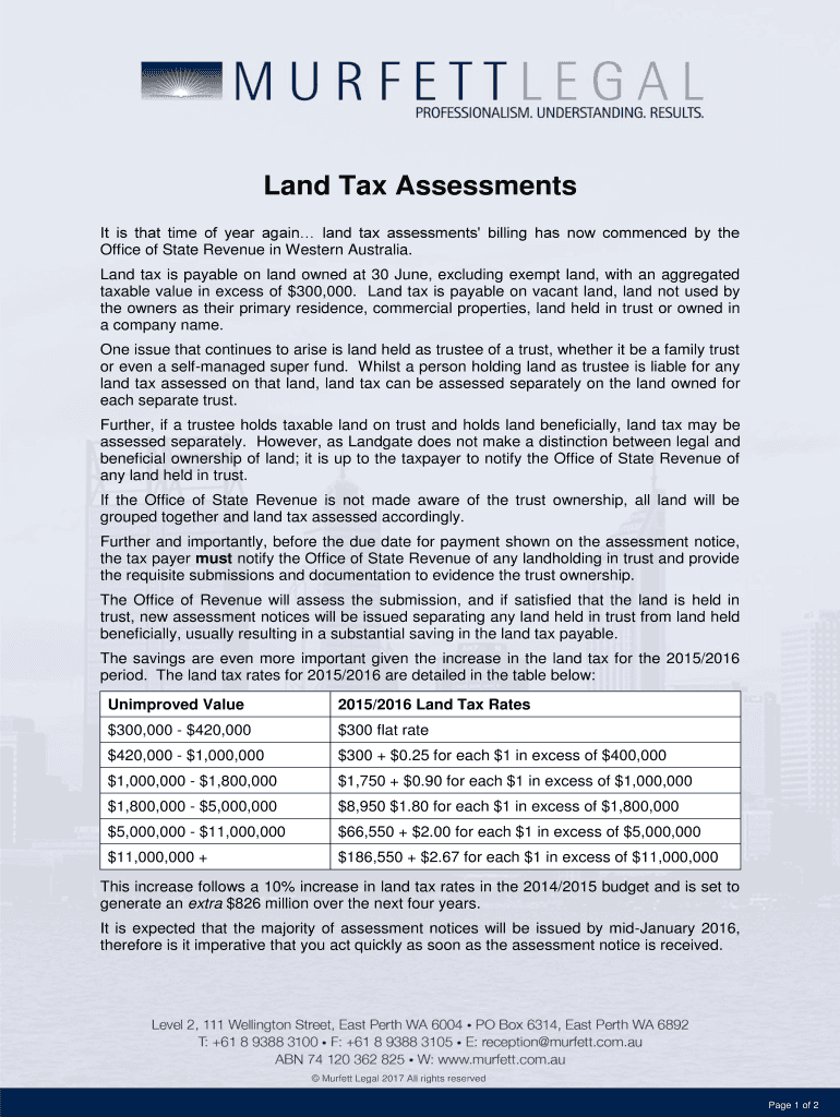 Fillable Online Land Tax Assessments Fax Email Print - pdfFiller