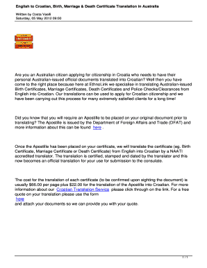 Fillable Online English to Croatian, Birth, Marriage & Death ...