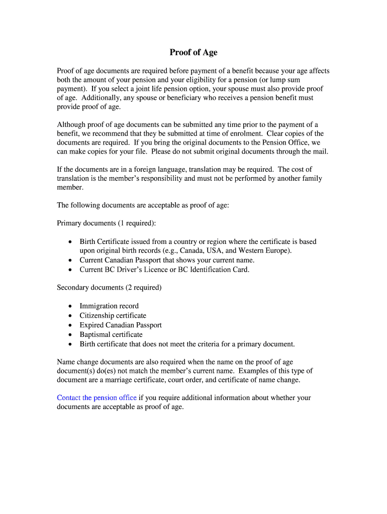 Fillable Online Proof of age documents are required before payment of a ...