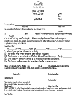 Fillable Online Age Certificate Fax Email Print - pdfFiller