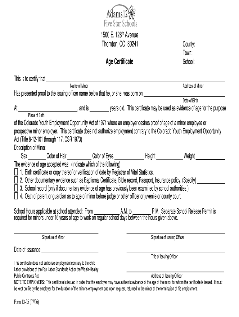 Fillable Online Age Certificate Fax Email Print - pdfFiller