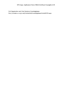 Fillable Online DR Congo: Application Form of Birth Certificate for ...