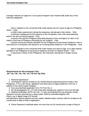 Fillable Online Non-Quota Immigrant Visa Fax Email Print - pdfFiller