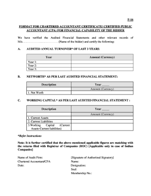 Fillable Online FORMAT FOR CHARTERED ACCOUNTANT CERTIFICATE/ CERTIFIED ...