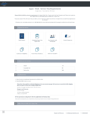 Fillable Online Japan - Work - Service: Visa Requirements Fax Email ...