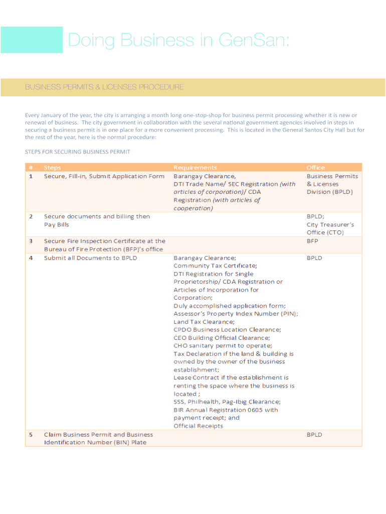 Fillable Online Doing Business in GenSan: Fax Email Print - pdfFiller
