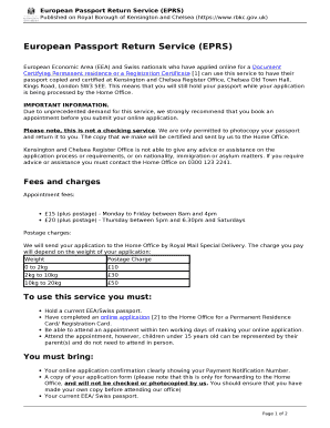 Fillable Online European Passport Return Service (EPRS) Fax Email Print ...