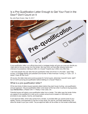 Fillable Online Is a Pre-Qualification Letter Enough to Get Your Foot ...