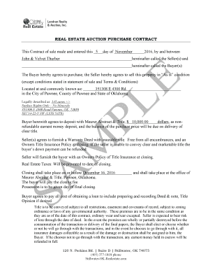 Fillable Online REAL ESTATE AUCTION PURCHASE CONTRACT Fax Email Print ...