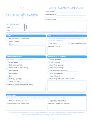 Fillable Online CARPET CLEANING CHECKLIST Fax Email Print - pdfFiller