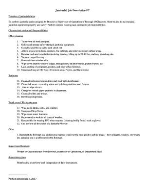 Fillable Online Janitorial Job Description-PT Fax Email Print - pdfFiller