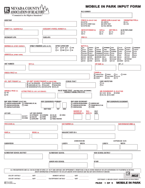 Fillable Online MOBILE IN PARK INPUT FORM Fax Email Print - pdfFiller