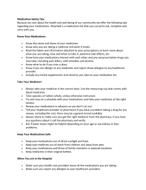 Fillable Online Medication Safety Tips Fax Email Print - pdfFiller