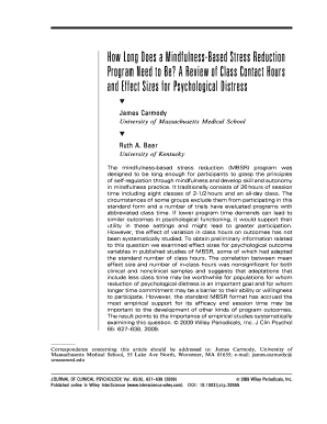 Fillable Online How Long Does a Mindfulness-Based Stress Reduction Fax Email Print - pdfFiller