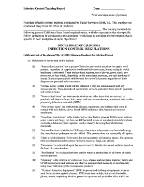 Fillable Online Infection Control Training Record Fax Email Print ...