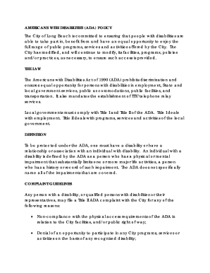 Fillable Online AMERICANS WITH DISABILITIES (ADA) POLICY Fax Email ...