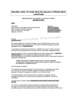 Standby Letter of Credit Must Be Issued on Official Bank Letterhead Doc ...