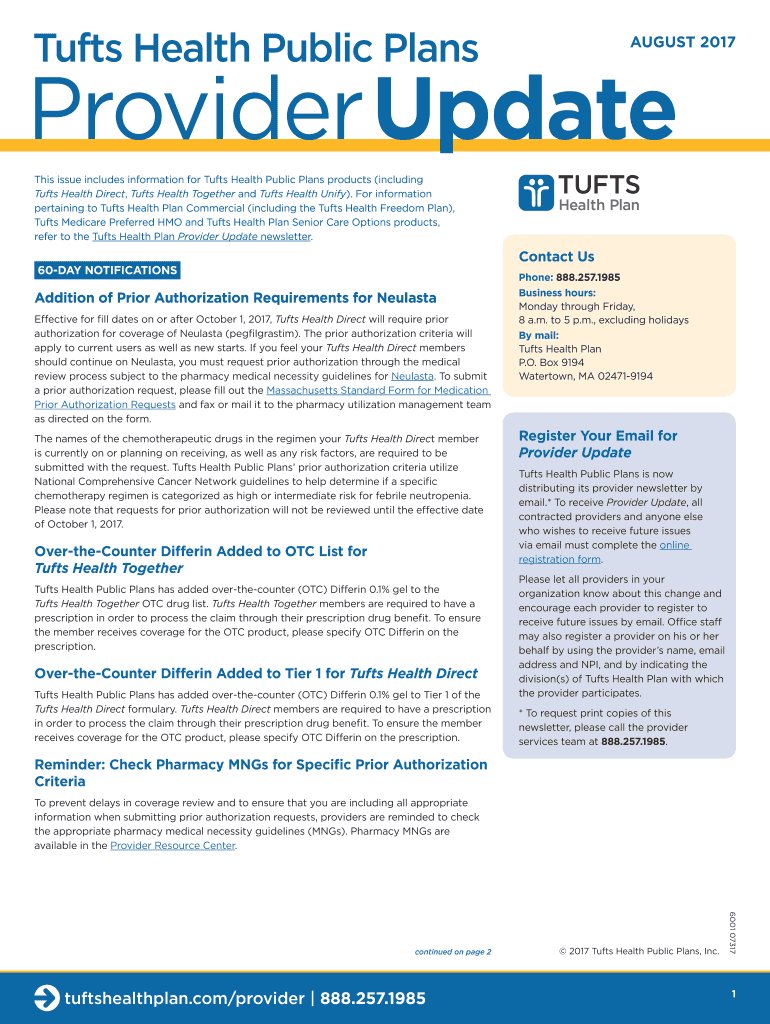 Fillable Online Tufts Health Direct, Tufts Health Together and Tufts ...