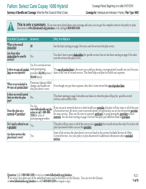 Fillable Online Fallon: Select Care Copay 1000 Hybrid Fax Email Print ...