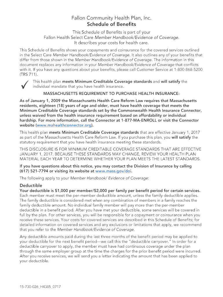 Fillable Online Fallon Health Select Care Member Handbook/Evidence of ...