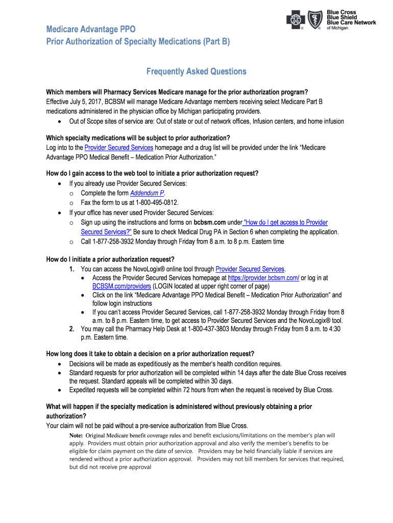 Fillable Online Prior Authorization of Specialty Medications (Part B ...