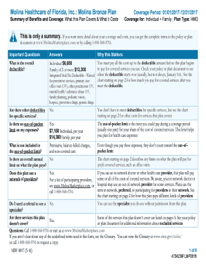 Fillable Online : Molina Bronze Plan Fax Email Print - pdfFiller
