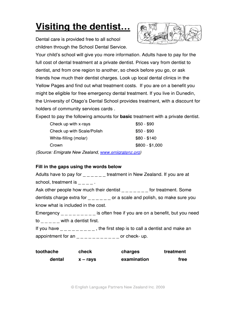 Fillable Online Visiting the dentist Fax Email Print - pdfFiller