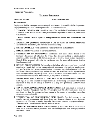 Personnel Documents Doc Template | pdfFiller