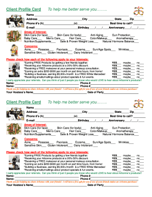Fillable Online Client Profile Card Fax Email Print - pdfFiller