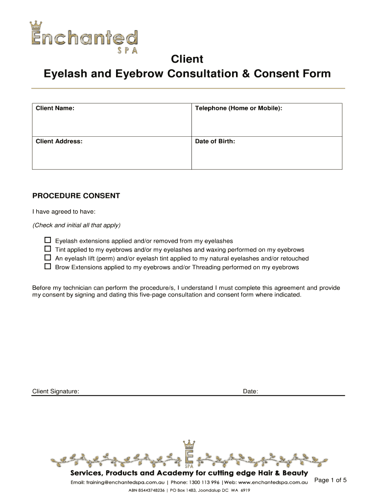 Fillable Online Eyelash and Eyebrow Consultation & Consent Form Fax Email Print - pdfFiller