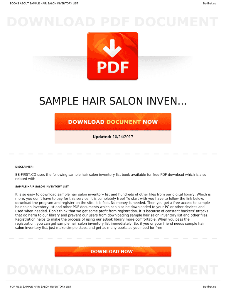 Fillable Online BOOKS ABOUT SAMPLE HAIR SALON INVENTORY LIST Fax Email ...