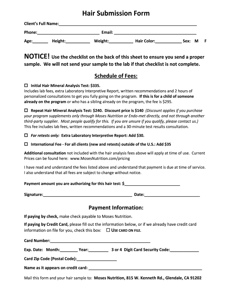 Fillable Online How to Cut A Hair Sample For AnalysisMoses Nutrition ...