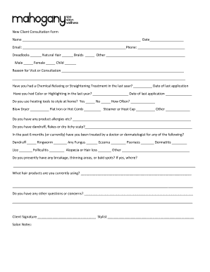 Fillable Online New Client Consultation Form Fax Email Print - pdfFiller