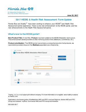 Fillable Online 2017 HEDIS & Health Risk Assessment Form Update Fax ...