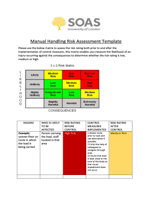 Fillable Online Manual Handling Risk Assessment Template Fax Email ...