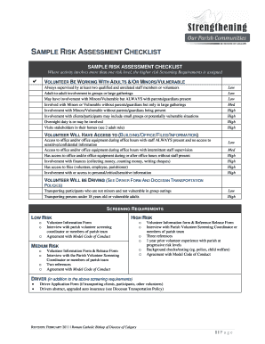 Fillable Online SAMPLE RISK ASSESSMENT CHECKLIST Fax Email Print ...