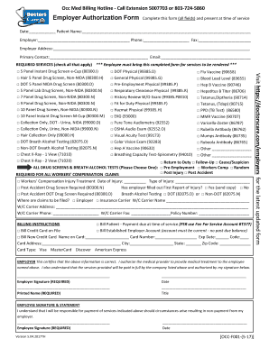 Fillable Online Occ Med Billing Hotline - Call Extension 5007703 or 803 ...