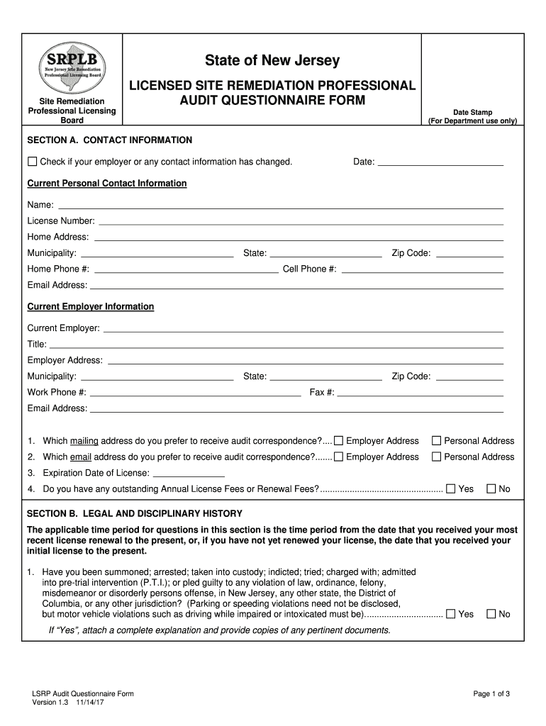 Fillable Online AUDIT QUESTIONNAIRE FORM Fax Email Print - pdfFiller