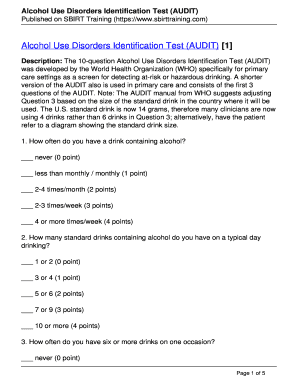Fillable Online Alcohol Use Disorders Identification Test (AUDIT) 1 Fax ...